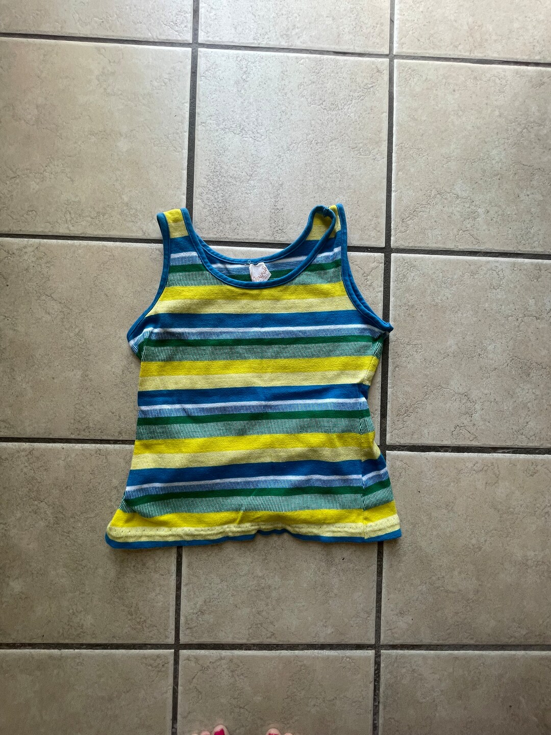 Vintage Yellow, Blue and Green Womens Tank Top - Etsy