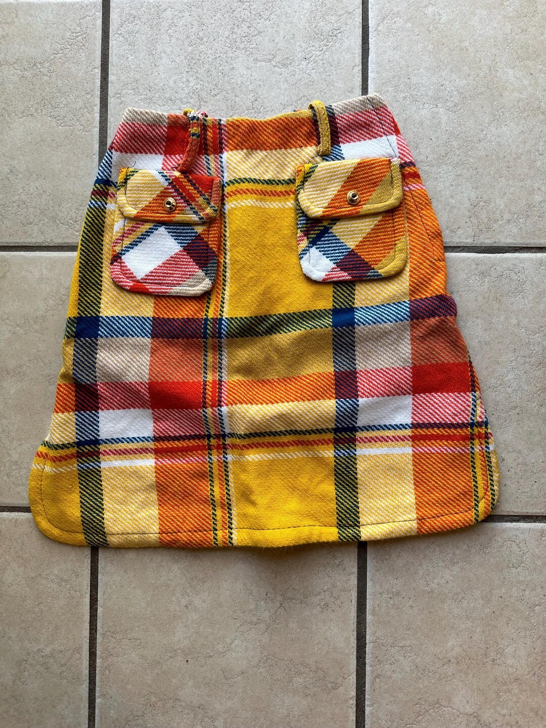 Vtg 1970’s Yellow Plaid Skirt With Side Zipper Size XXS - Etsy