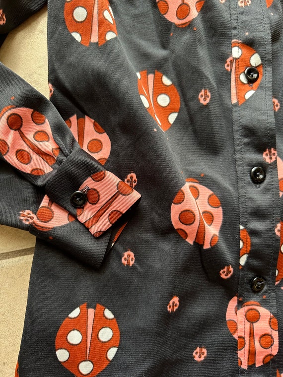 Vintage black, rust and peach ladybug pantsuit size M - Gem