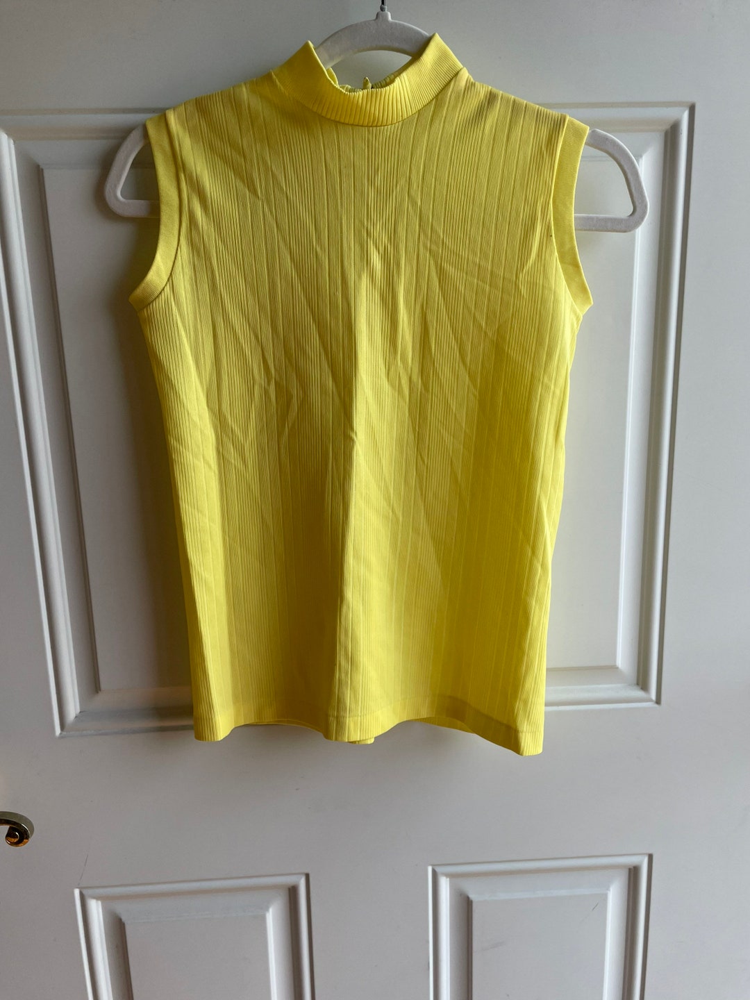 Vintage Lemon Yellow Tank With Mock Turtleneck Collar - Etsy