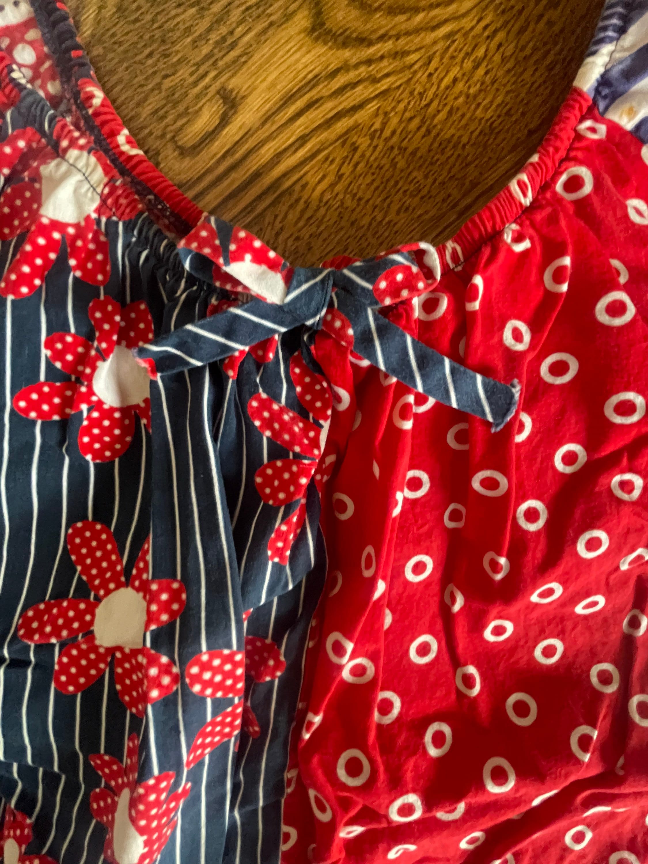 70s Red White and Blue Peasant Blouse - Etsy