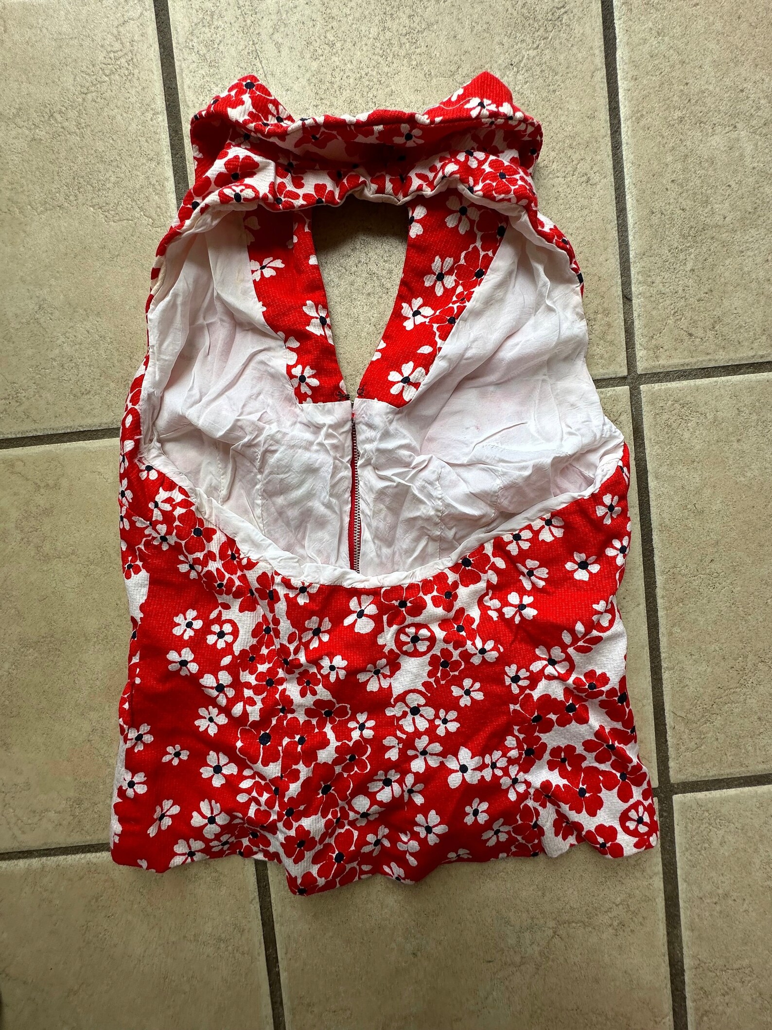 Vintage Floral Halter Top With Zipper Front and Collar. Size XS - Etsy