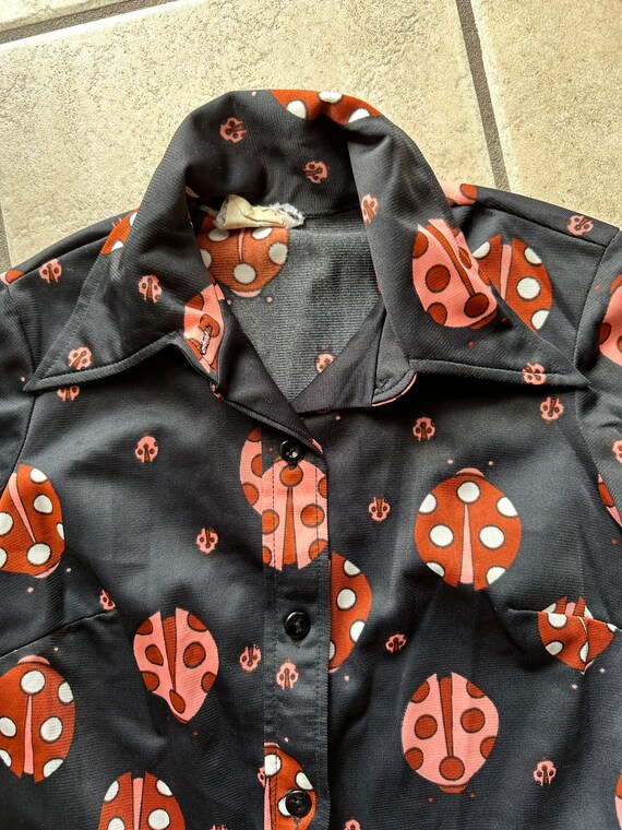Vintage black, rust and peach ladybug pantsuit size M - Gem
