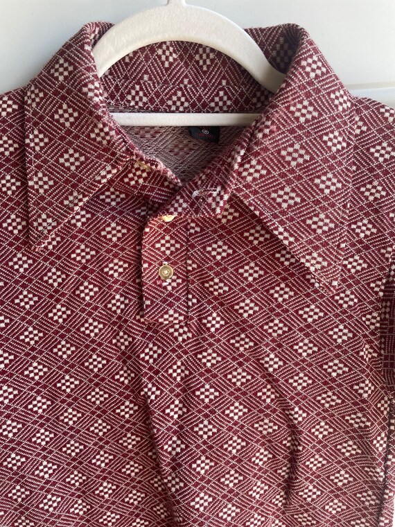 Vintage polo in burgundy and white geometric shape - Gem