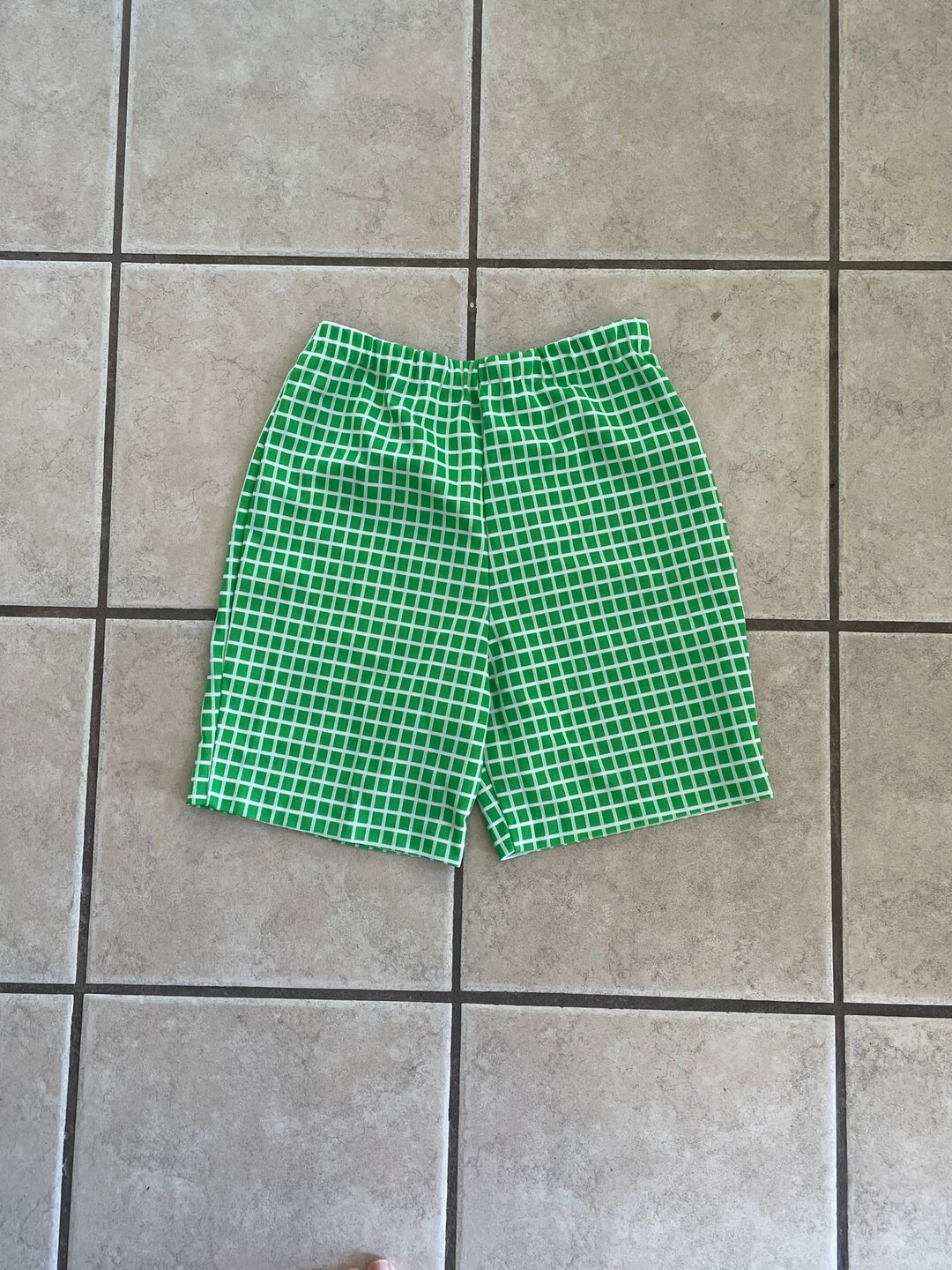 70’s Green and White Check Shorts - Etsy