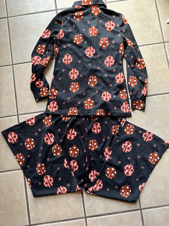Vintage black, rust and peach ladybug pantsuit size M - Gem