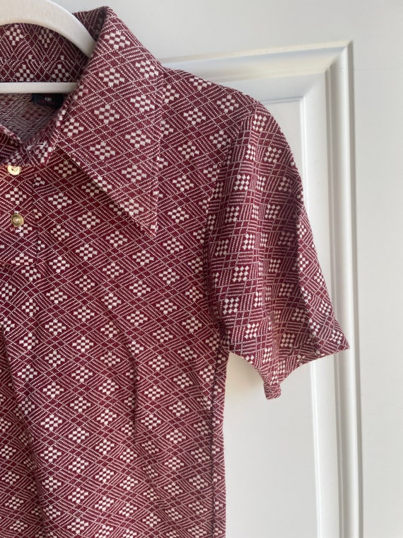 Vintage polo in burgundy and white geometric shape - Gem