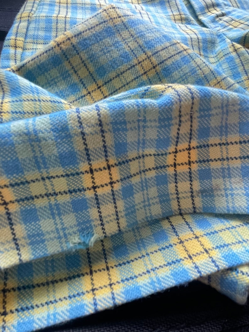 Vintage 1970s Light Blue and Yellow Plaid Bellbottoms - Etsy