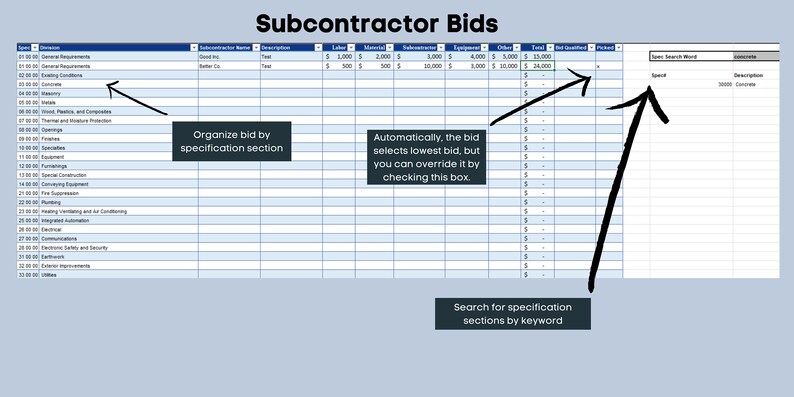 Construction General Contractor Estimate Worksheet - Etsy