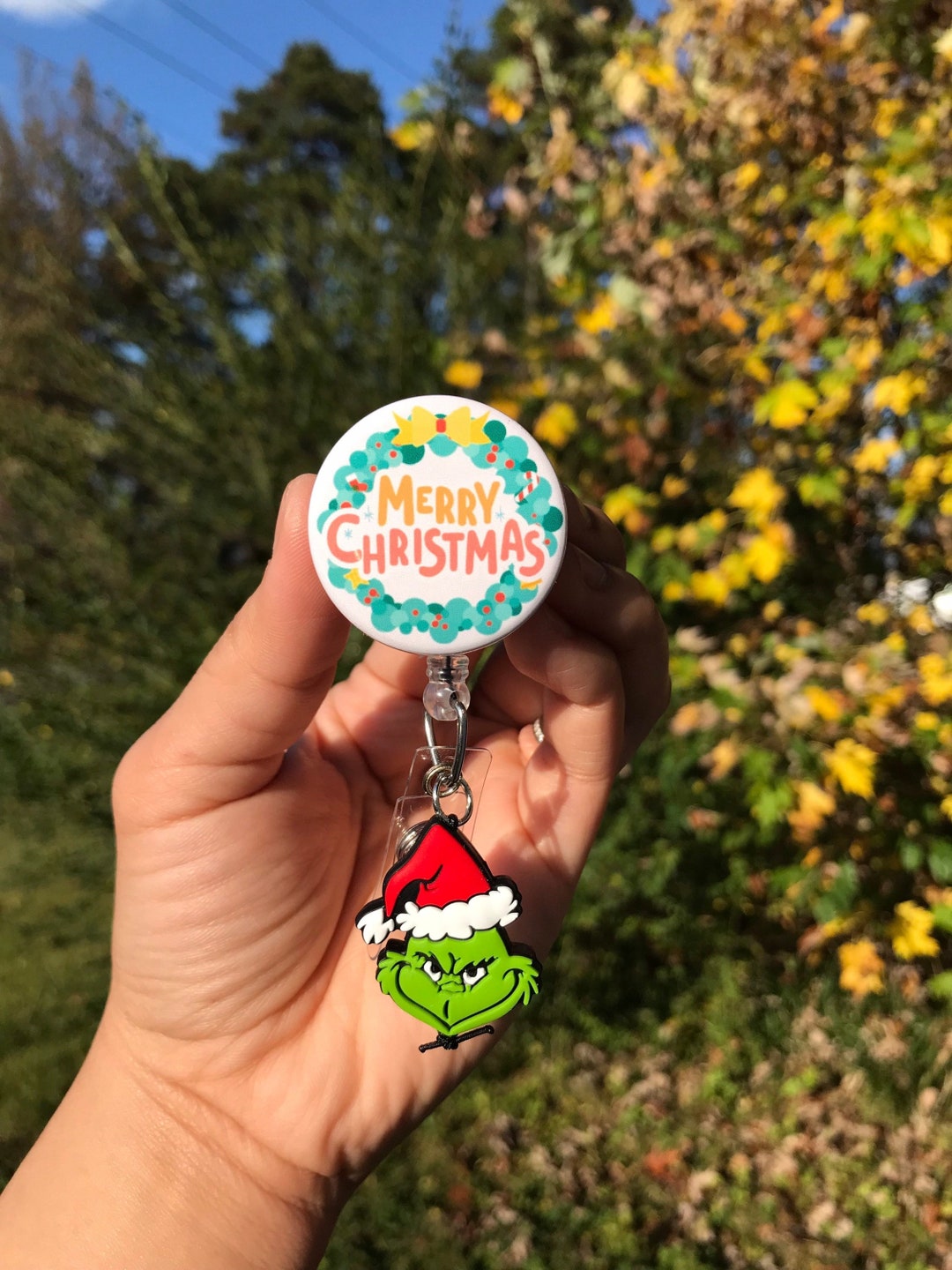 Merry Christmas Badge Reel/ Grinch Badge Reel/id Badge/healthcare Name ...