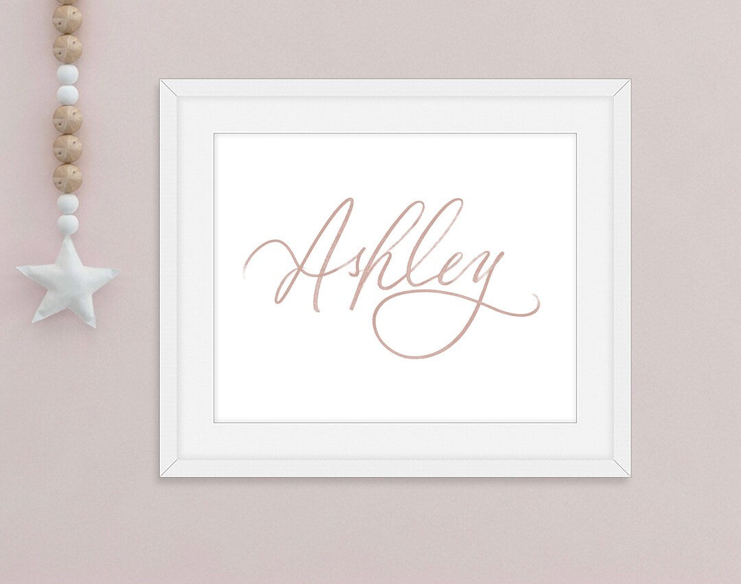 Custom Calligraphy Name Nursery Art Neutral Watercolor Print - Etsy