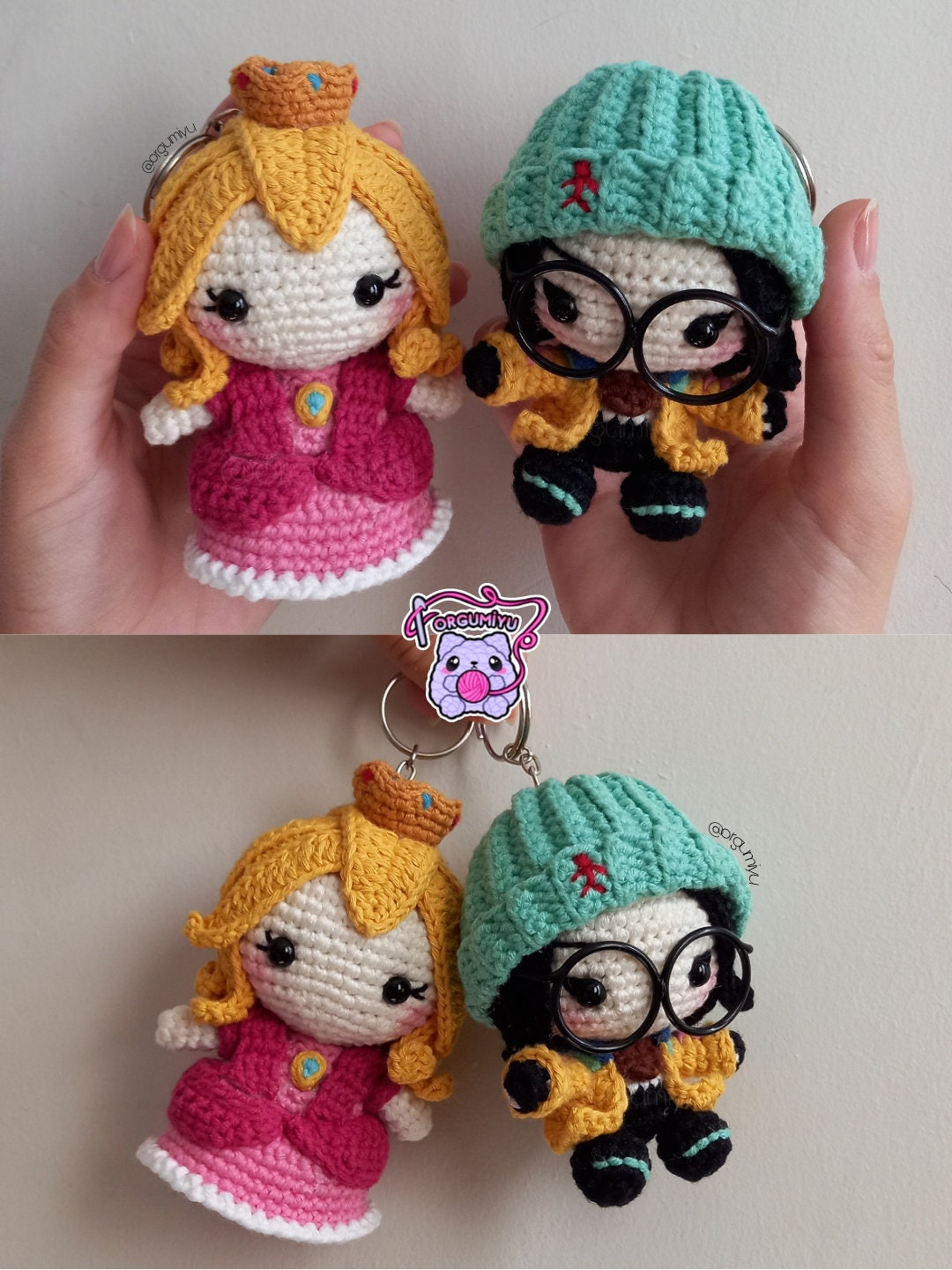 Princess Peach Crochet Keychain: Mario Amigurumi, Cotton Yarn - Etsy