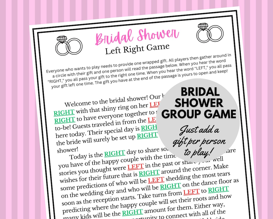 Bridal Shower Left Right Game Printable Bridal Shower Pass - Etsy
