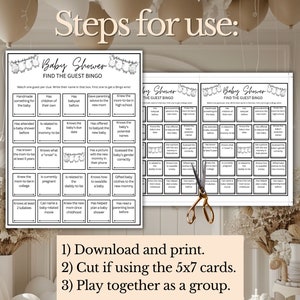 Baby Shower Bingo | Find the Guest Bingo Baby Shower Game | Baby Bingo ...