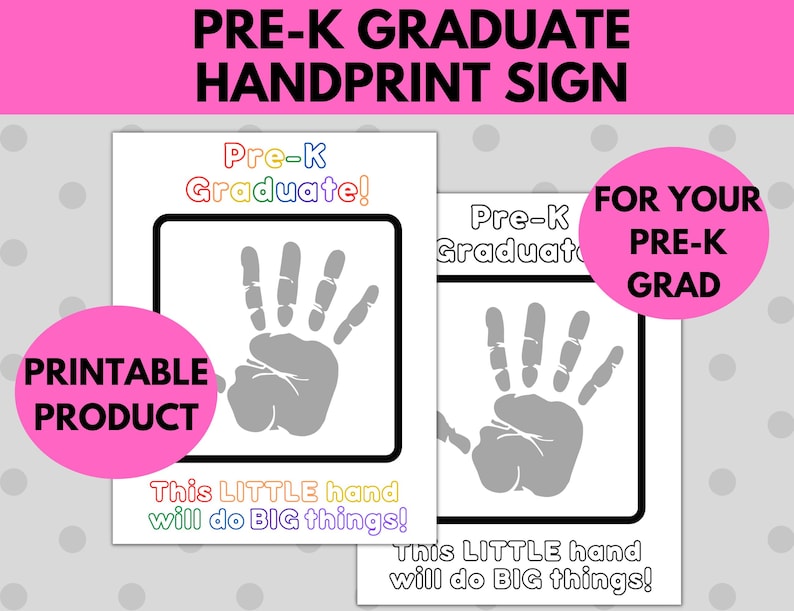 Pre-k Graduate Handprint Sign Printable Keepsake Printable - Etsy