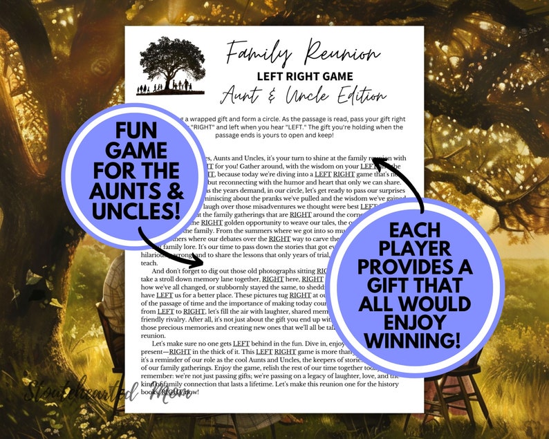 Family Reunion Left Right Game Printable | Family Reunion Pass the Gift ...