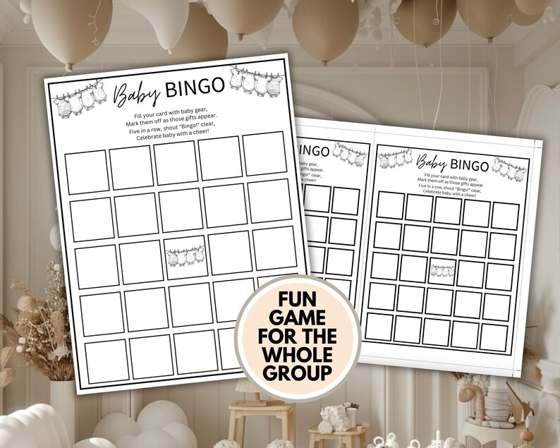 Baby Shower Bingo | Bingo Baby Shower Game | Blank Baby Bingo Cards - Etsy
