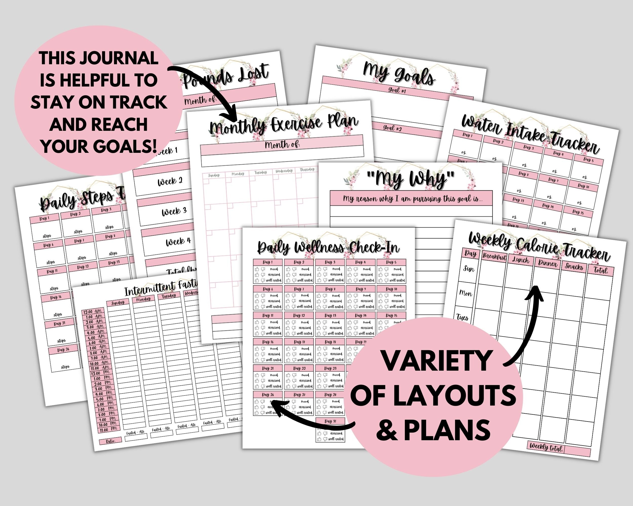 Weight Loss Journal Printable Self Care Weight Loss Tracker Planner ...