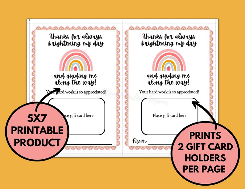 Teacher and Staff Appreciation Gift Card Holder Printable - Etsy