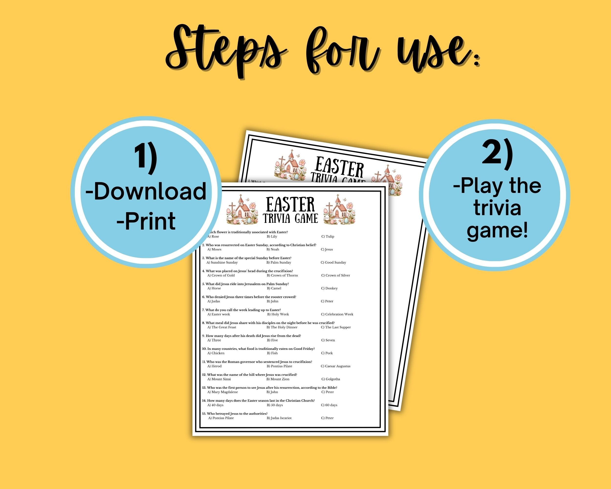 Easter Trivia Game | Easter Family Game Printable | Easter Adult and ...