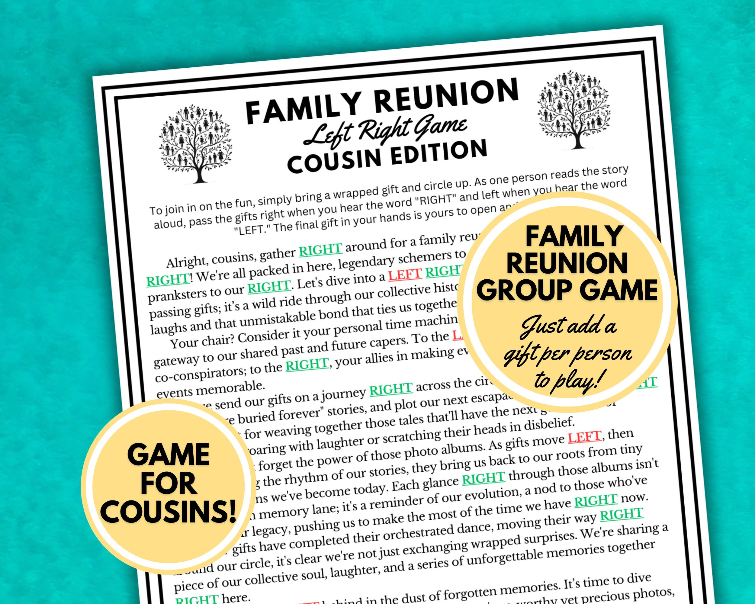 Family Reunion Left Right Game Printable Cousin Crew Family Reunion ...