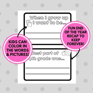 4th Grade Graduate Book Printable | Keepsake Pages | Graduation ...