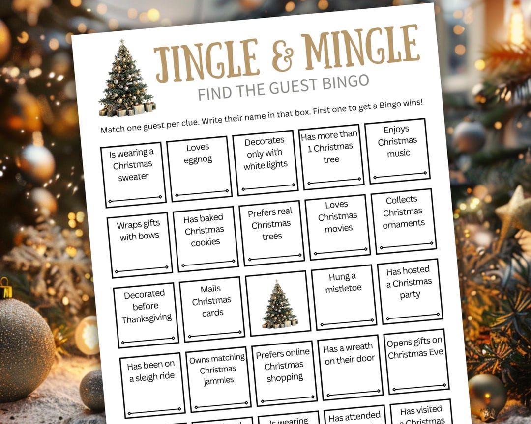 Jingle and Mingle Bingo | Christmas Mingle Bingo | Friendsmas - Etsy