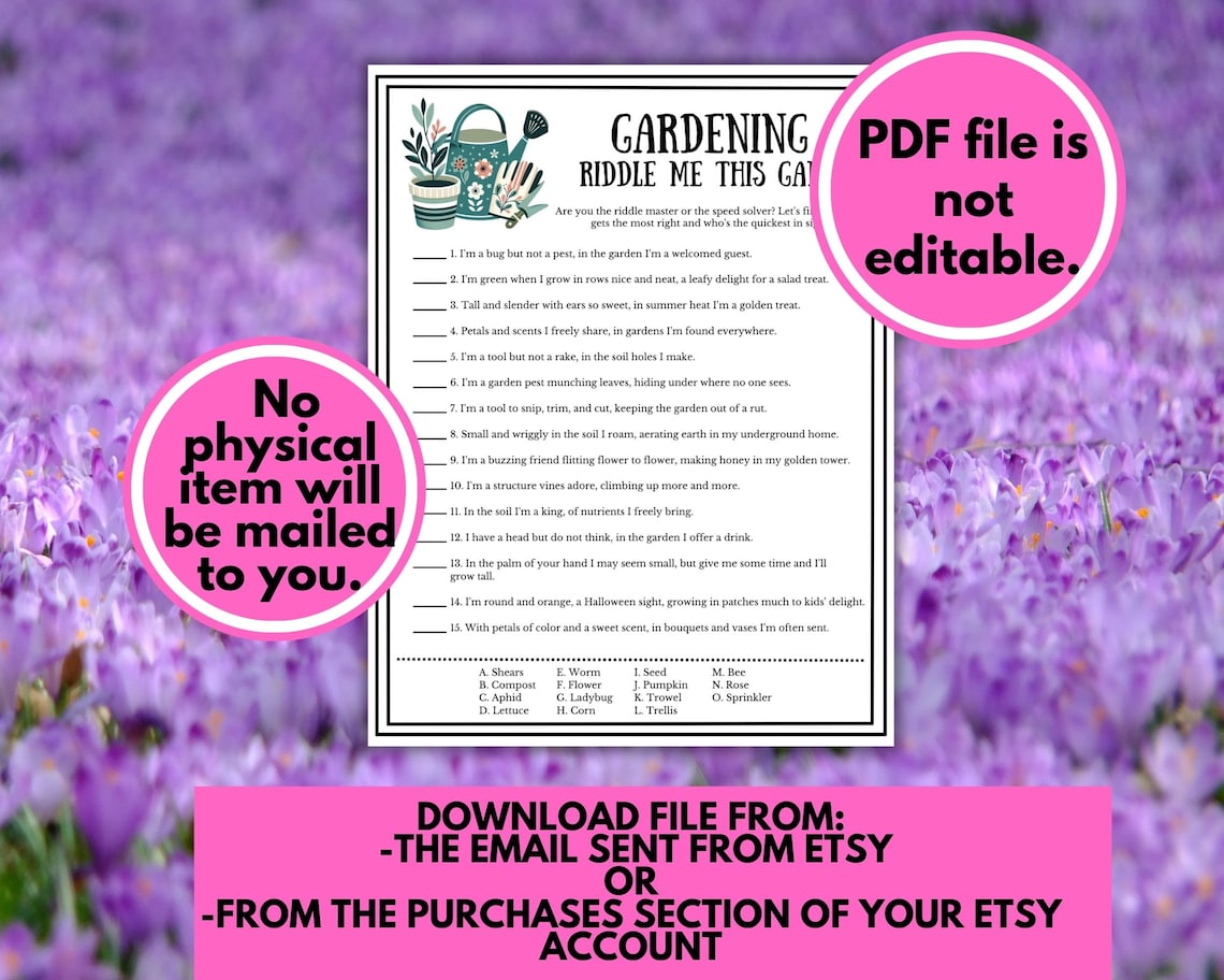 Gardening Riddle Me This Game | Gardening Trivia Game | Gardener ...