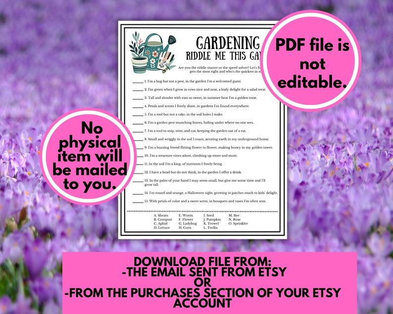 Gardening Riddle Me This Game | Gardening Trivia Game | Gardener ...