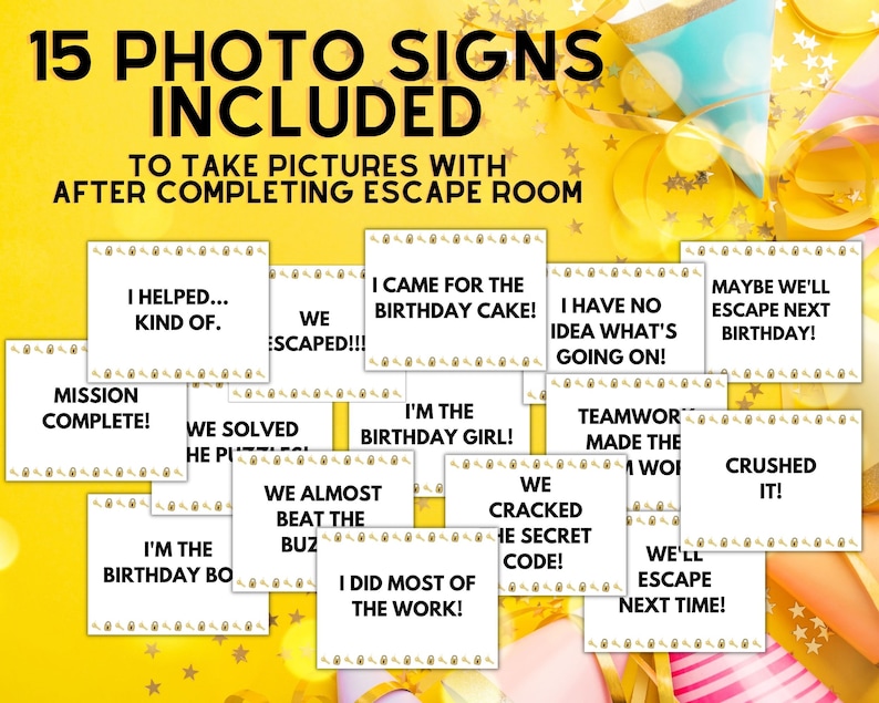 Birthday Escape Room Printable Kit | Birthday Party Escape Room Game ...