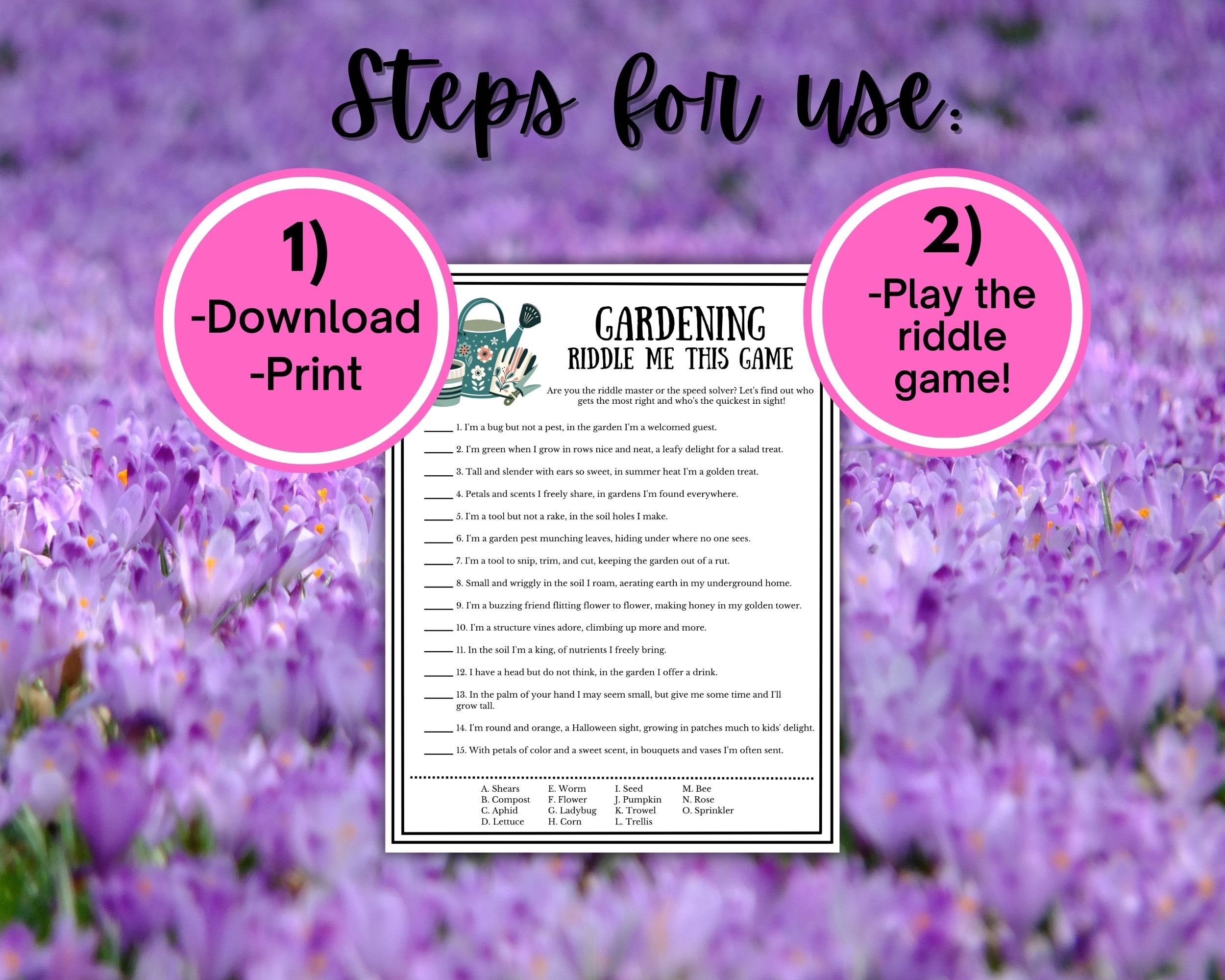 Gardening Riddle Me This Game | Gardening Trivia Game | Gardener ...