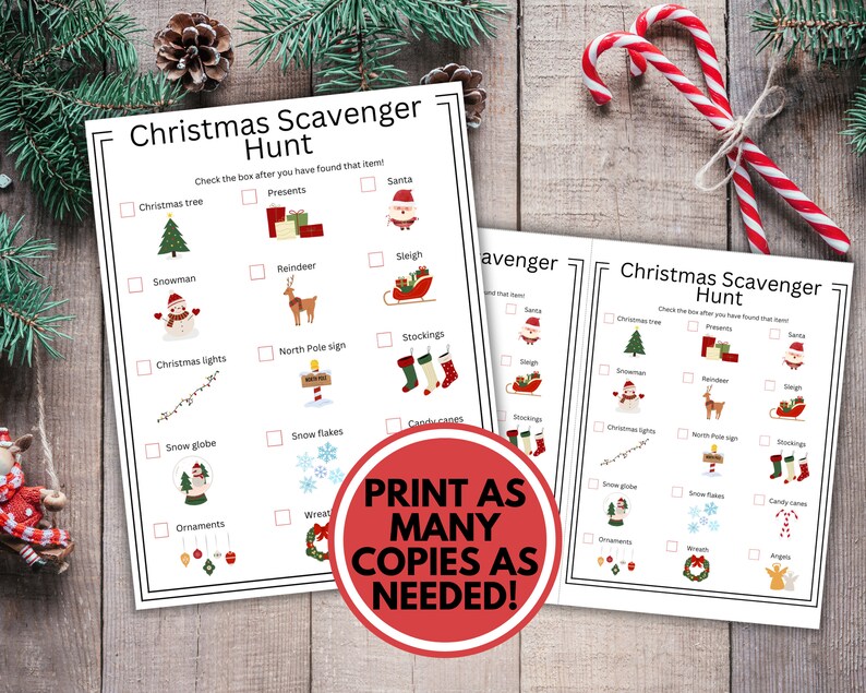 Christmas Scavenger Hunt Printable for Kids | Xmas Scavenger Hunt | Family Reunion Christmas ...