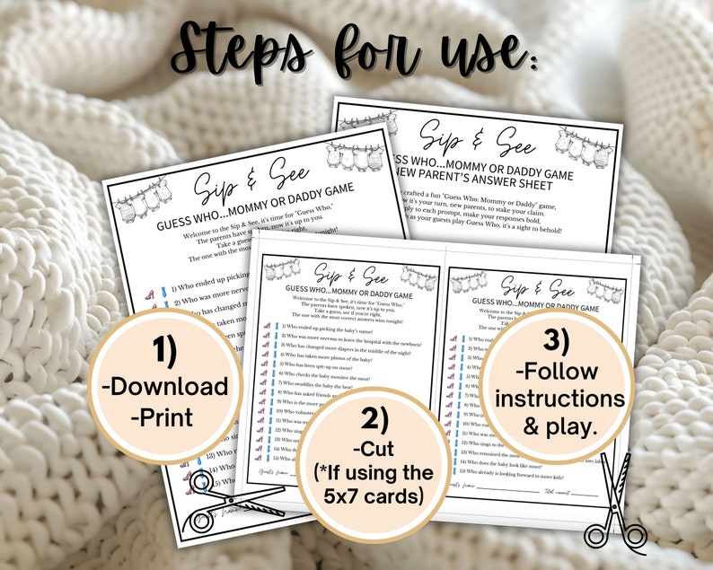 Sip and See Games | Guess Who Mommy or Daddy Sip and See Trivia Game ...