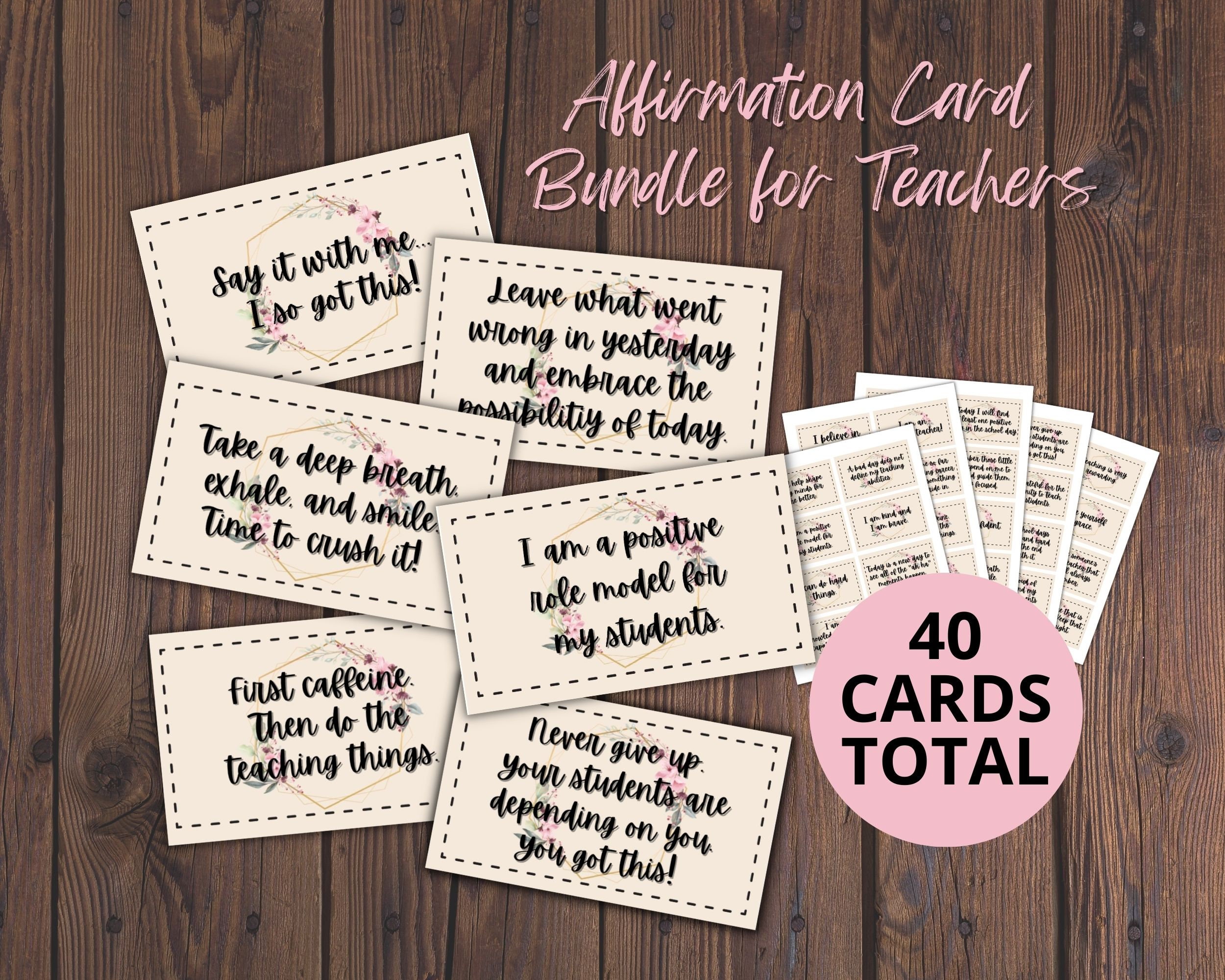Teacher Affirmation Cards | Printable Teacher Appreciation Gift - Etsy