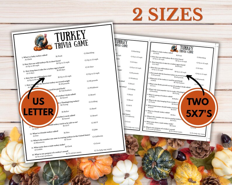 Turkey Trivia | Thanksgiving Trivia | Thanksgiving Office Game - Etsy