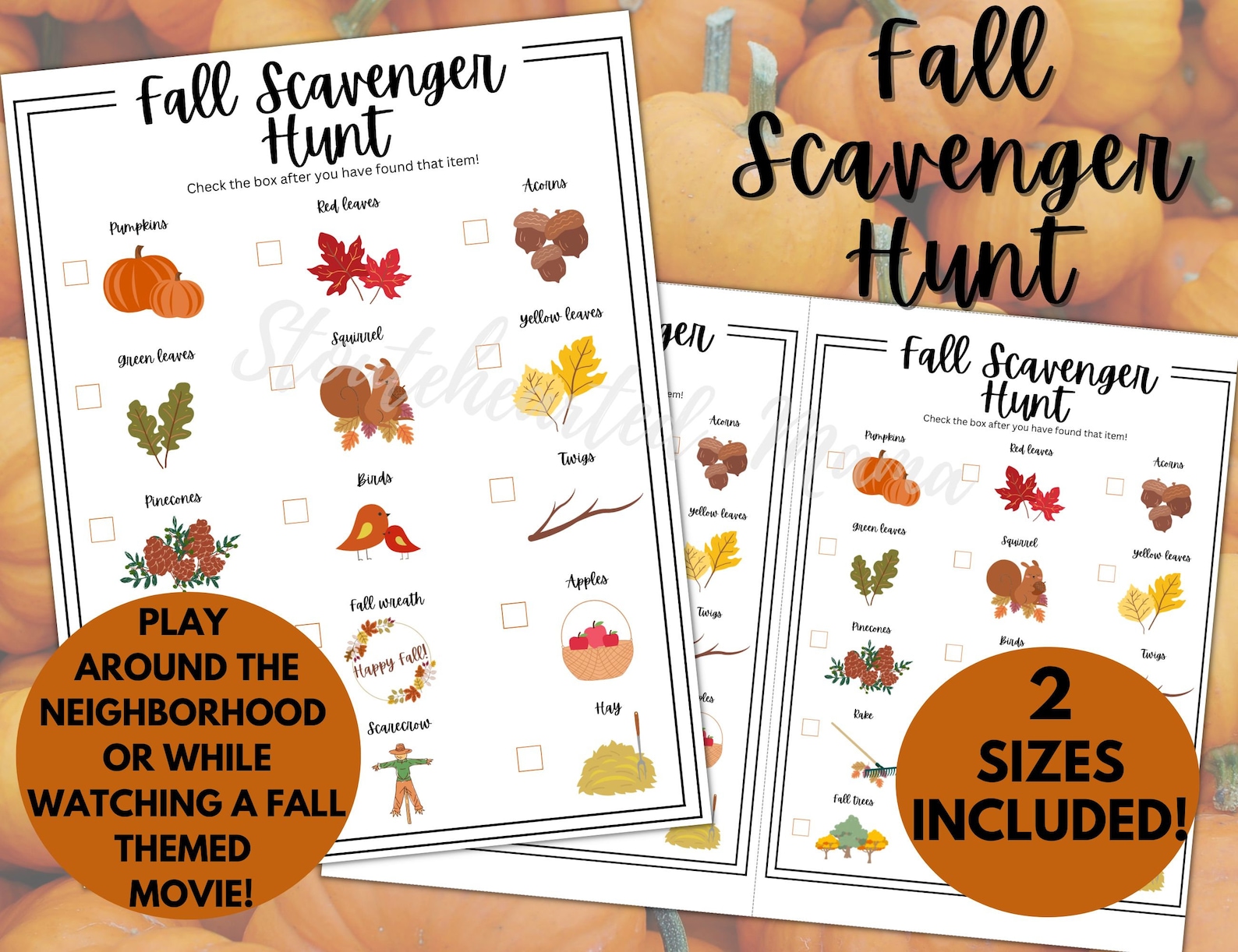 Fall Scavenger Hunt Printable for Kids Nature Walk Scavenger - Etsy