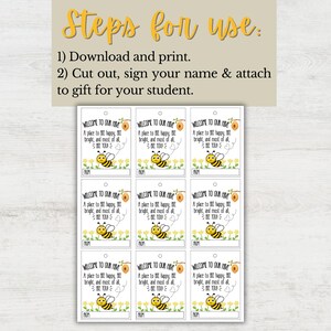 Bee Theme Back to School Tags, Meet the Teacher Tag, Meet the Teacher ...