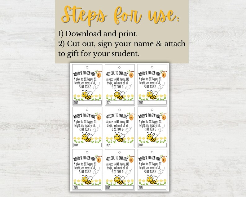 Bee Theme Back to School Tags, Meet the Teacher Tag, Meet the Teacher ...
