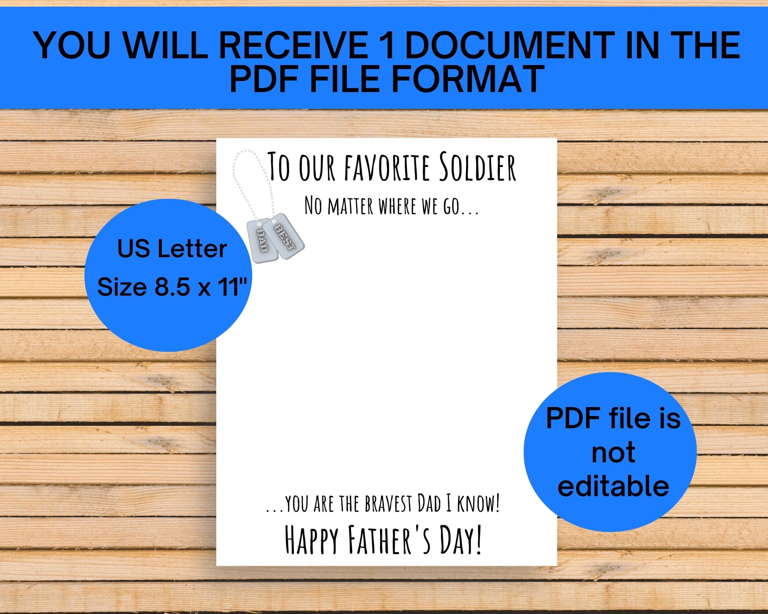 Army Father's Day Sign Printable | Handprint Sign Printable - Etsy