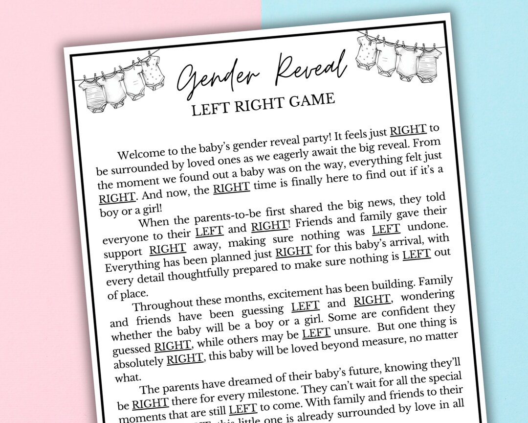 Gender Reveal Games | Gender Reveal Ideas | Gender Reveal Left Right ...