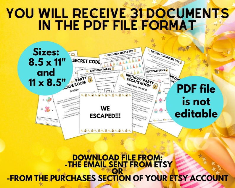 Birthday Escape Room Printable Kit | Birthday Party Escape Room Game ...