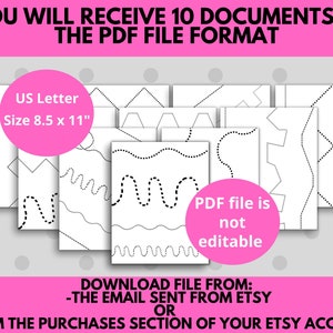 Line Tracing Worksheets Printable Line Drawing Practice - Etsy