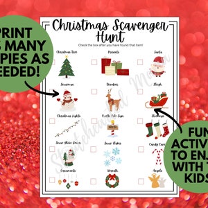 Christmas Scavenger Hunt Printable for Kids Family Reunion - Etsy
