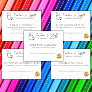 Funny Teacher Award, School Staff Awards, Teacher Superlatives ...