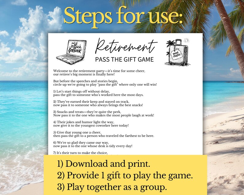 Retirement Party Games, Retirement Pass the Gift Game, Retirement Games ...