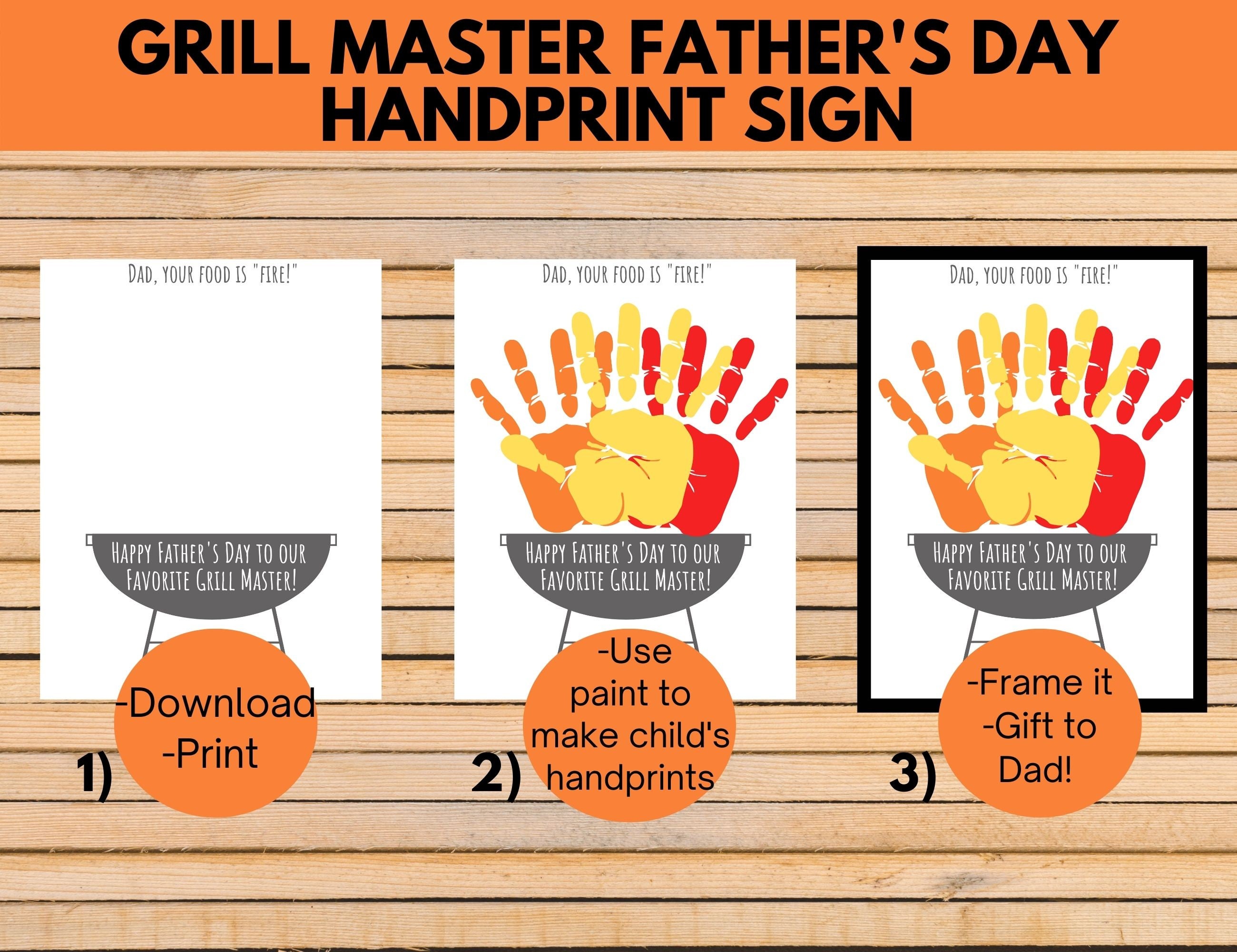 Grill Master Father's Day Handprint Sign Printable BBQ - Etsy