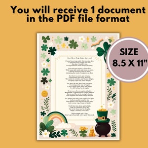 Leprechaun Letter for Kids | Leprechaun Note for Leprechaun Trap ...