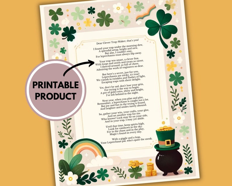 Leprechaun Letter for Kids | Leprechaun Note for Leprechaun Trap ...