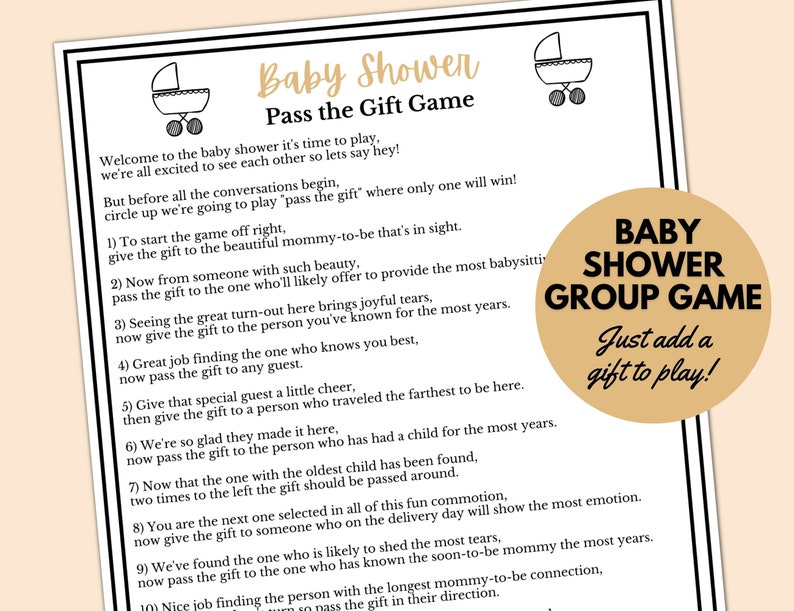 Baby Shower Pass the Gift Game Printable Baby Shower Find - Etsy
