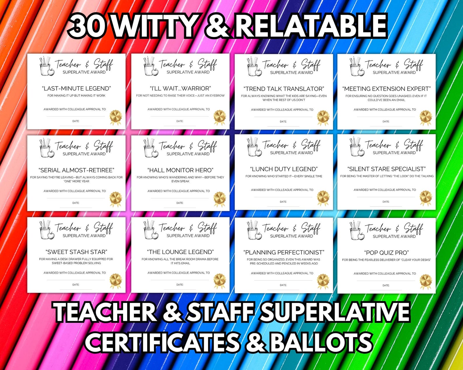 Funny Teacher Award, School Staff Awards, Teacher Superlatives ...